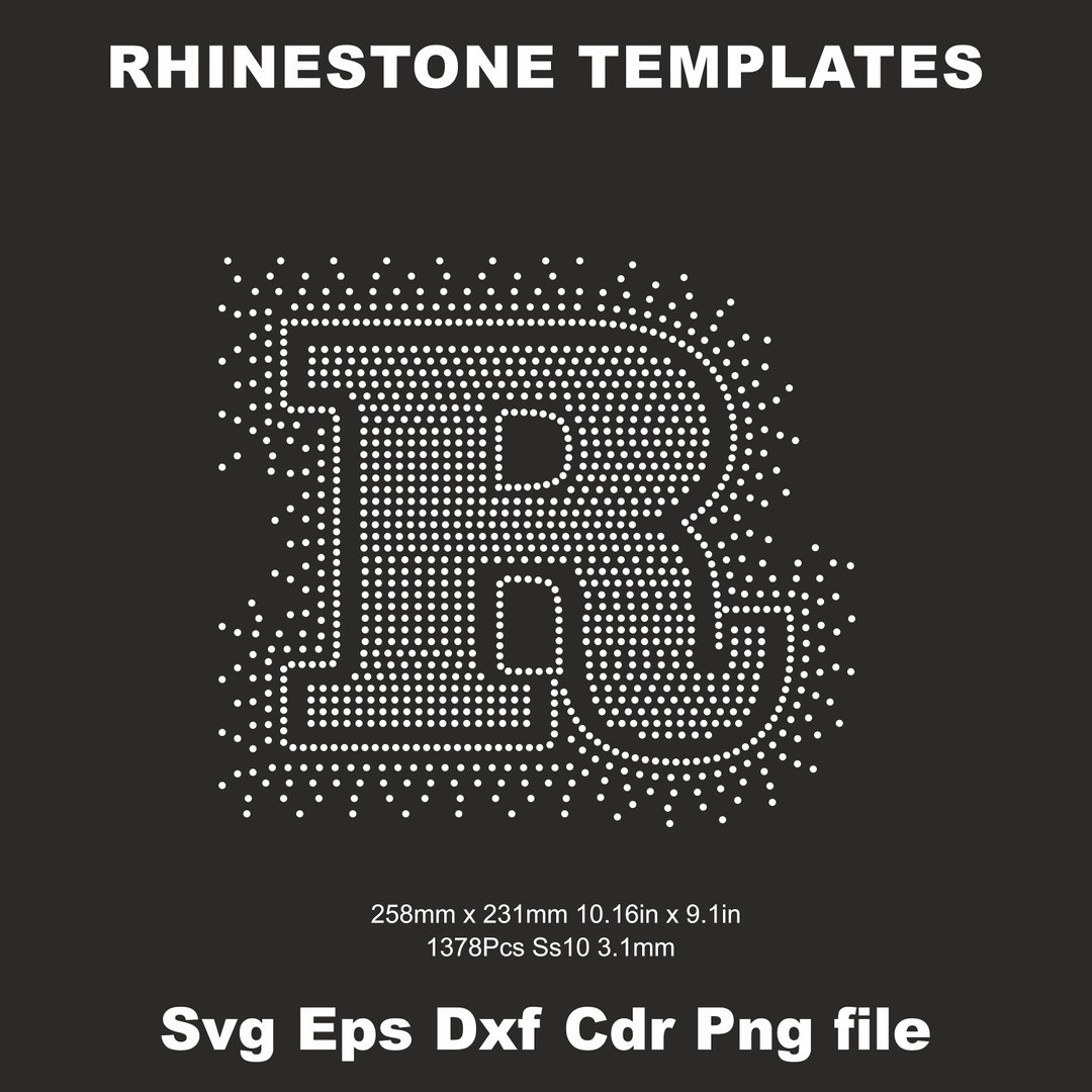 Rhinestone Letter R Template 9inch SS10 SVG Cut File ,alphabet R ...