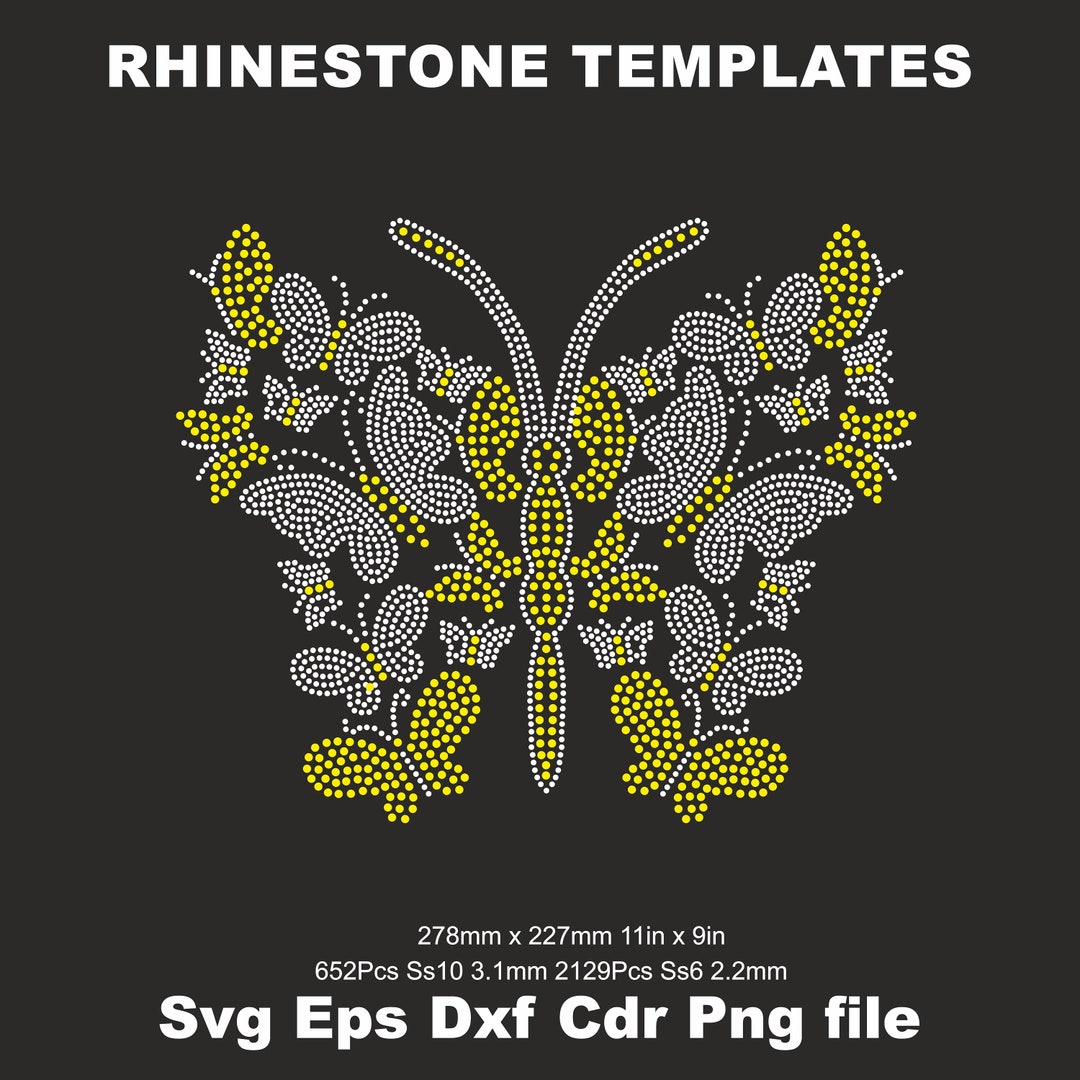 Modelo de borboleta de strass SS10 SS6 Svg modelo digital de borboletas ...