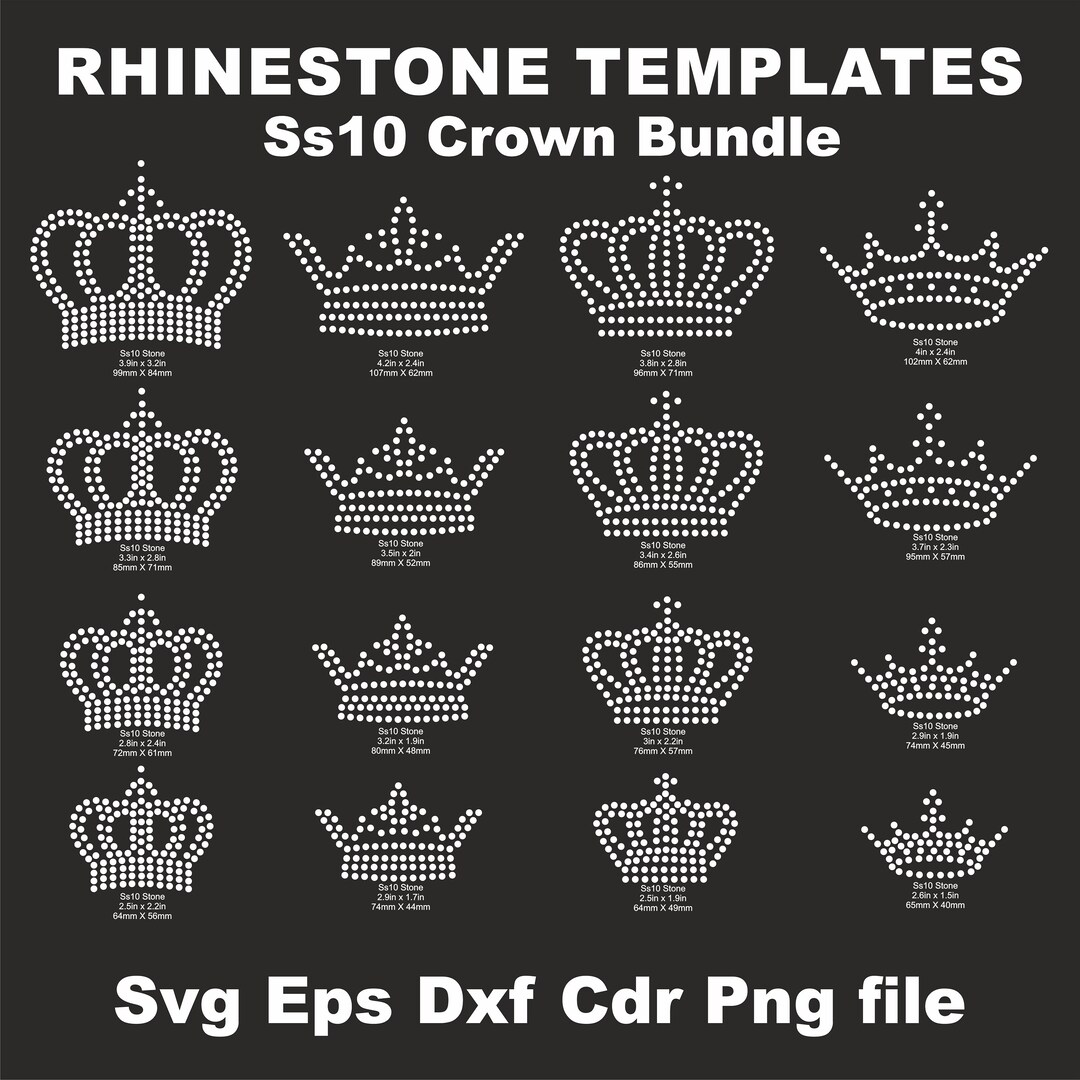 Coronet Bundle Rhinestone Template,crown Bundle,ss10 Crown Crystal ...