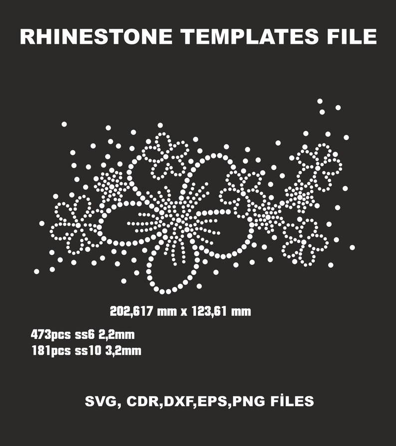 Rhinestone 2 Set Flowers Templates ,ss10, Hotfix Design DOWNLOAD CUT ...