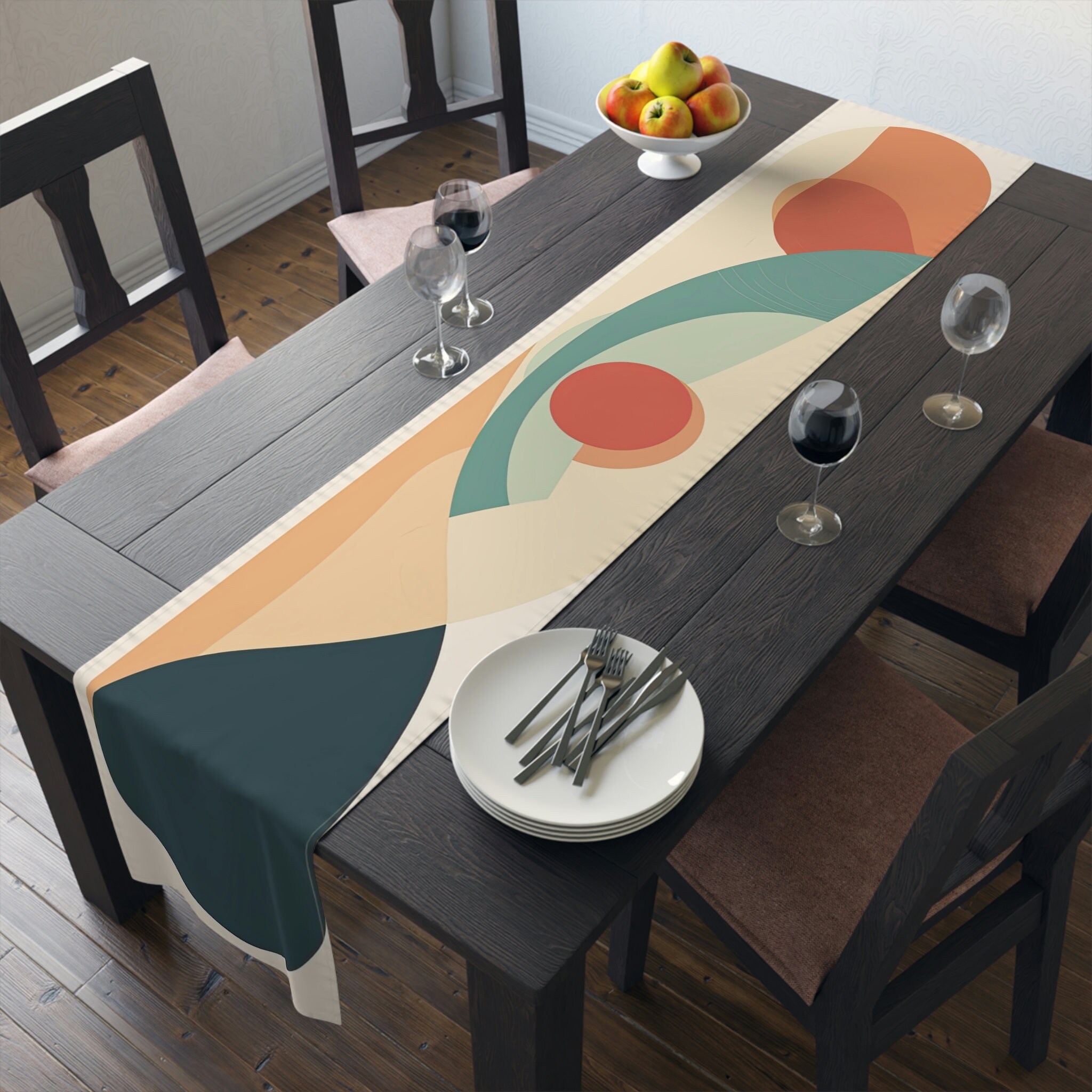 Midcentury Style Table Runner Cotton and Polyester Dining Table Runner ...