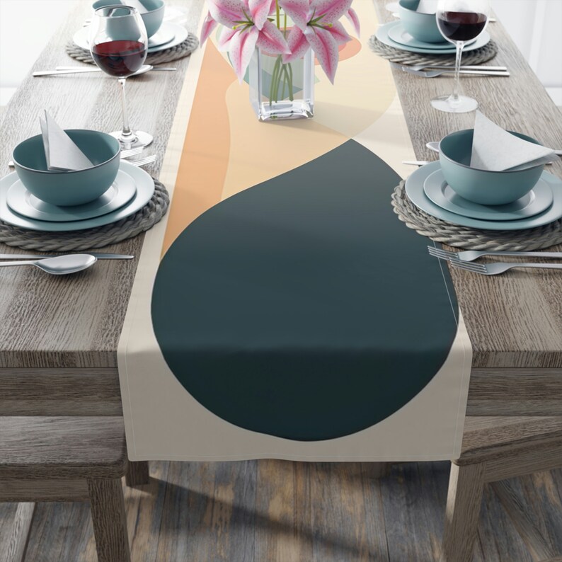 Midcentury Style Table Runner Cotton and Polyester Dining Table Runner ...