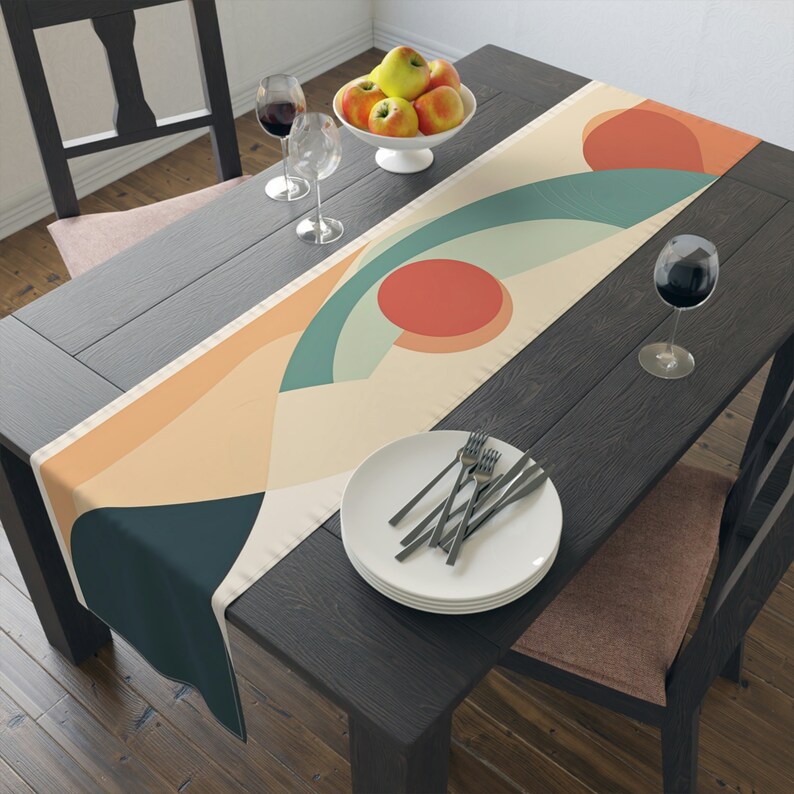 Midcentury Style Table Runner Cotton and Polyester Dining Table Runner ...