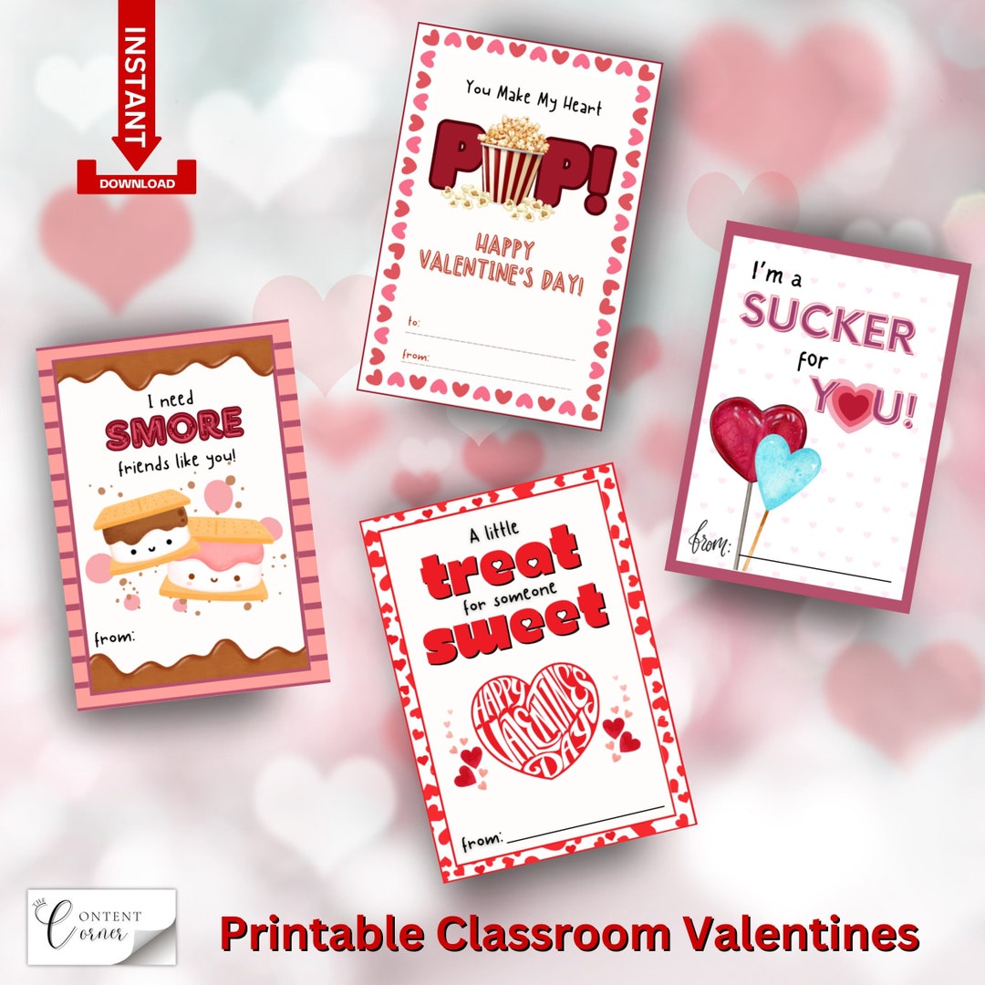 Treat Valentine's Day Cards for the Classroom or to Pass Out to Friends ...