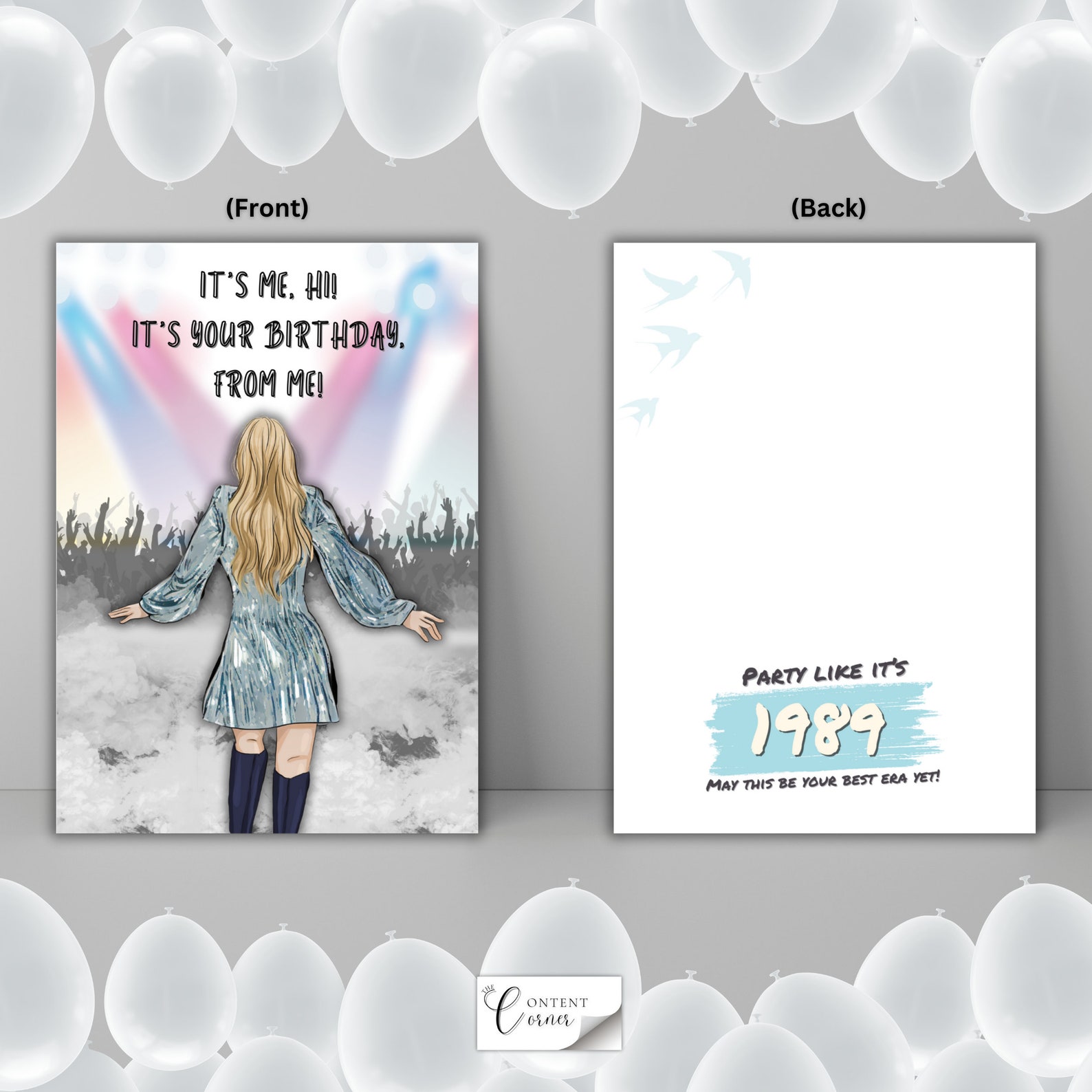 Printable Taylor Swift Birthday Card With Envelope, Instant Download - Etsy