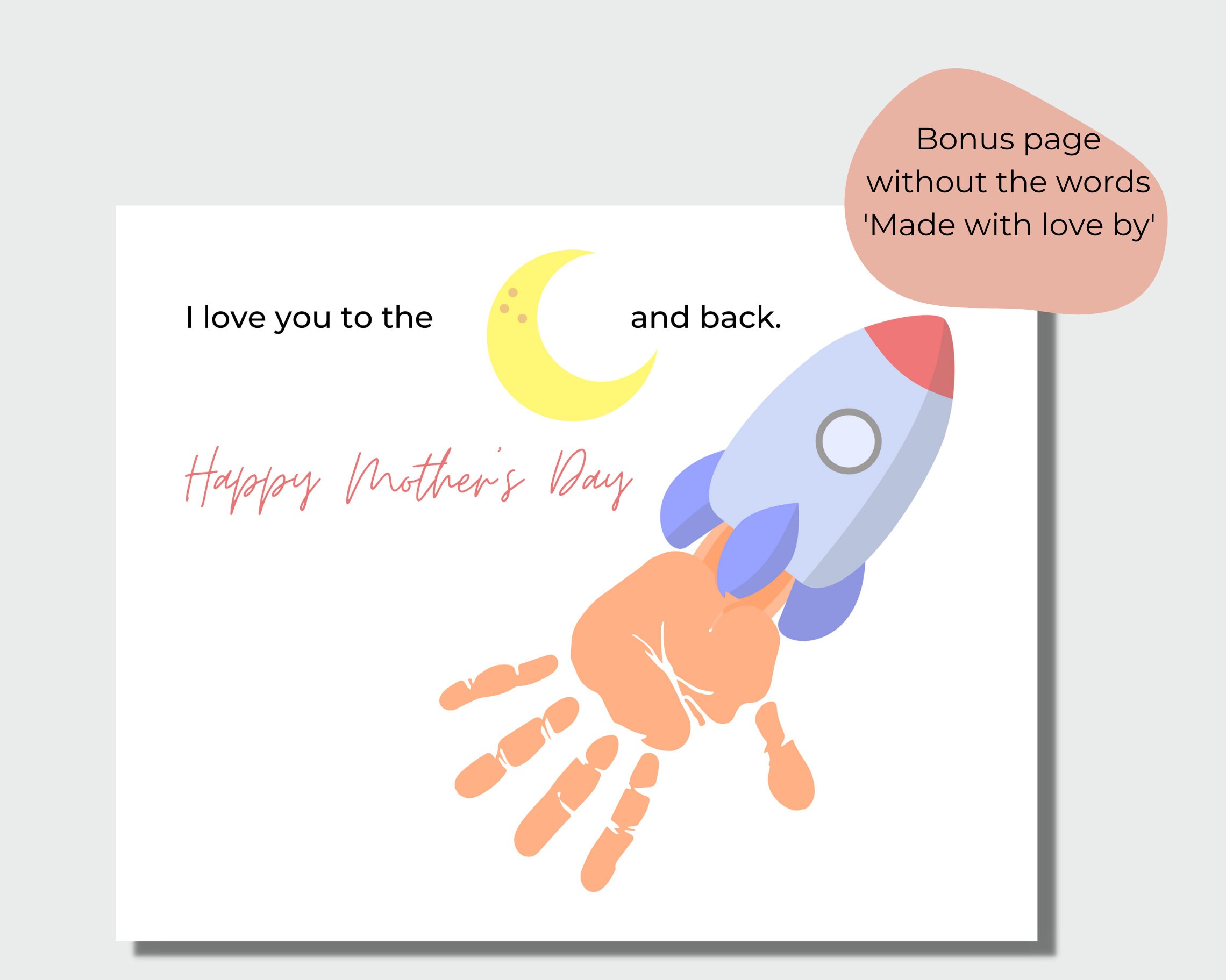 Mother's Day Handprint Art, Printable Gift, Digital PDF, Baby Toddler ...