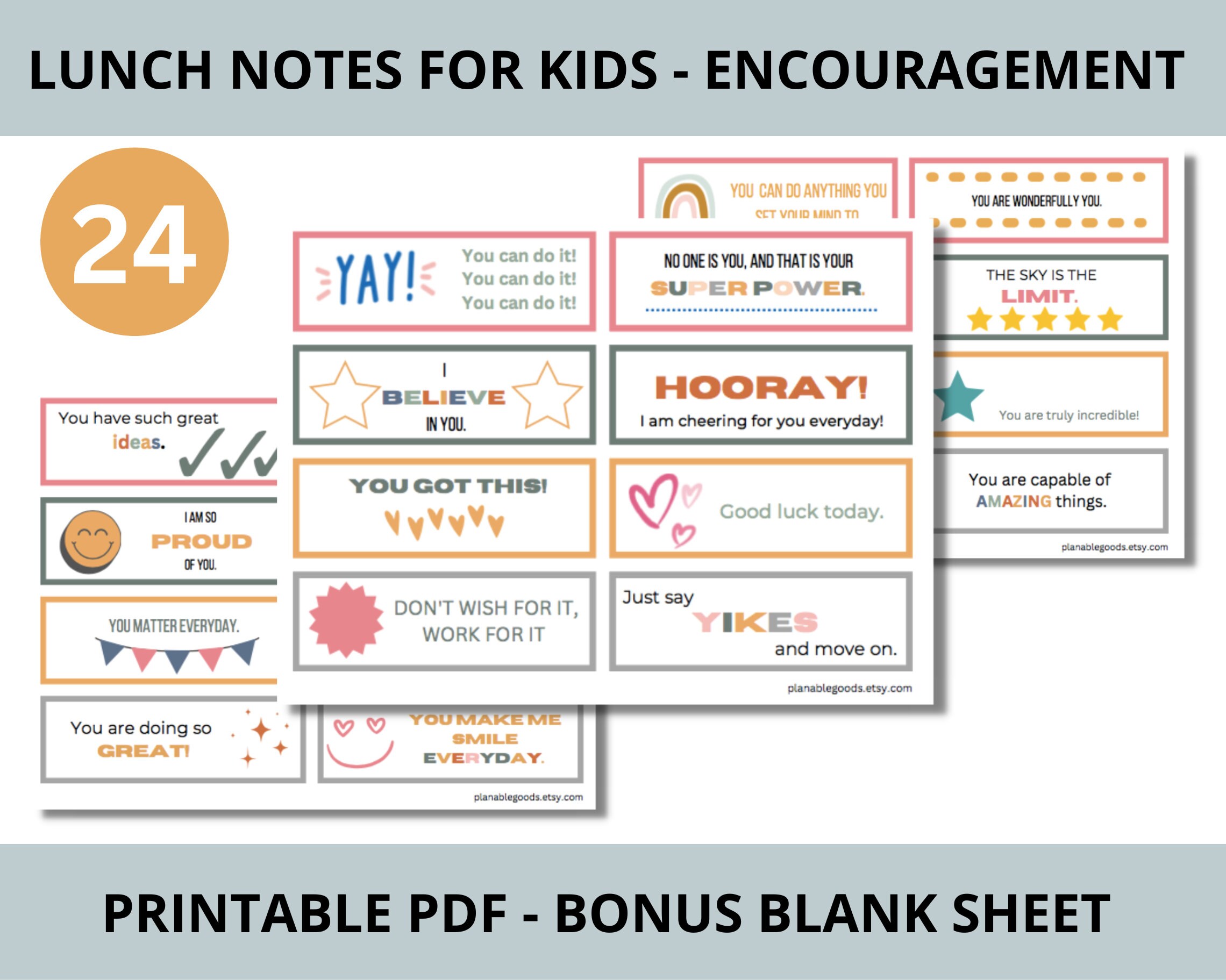 Printable Lunch Notes for Kids, Encouragement Notes, Printable Lunch ...