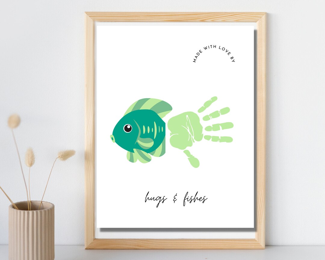 Fish Handprint Art, Printable Gift, Digital Print, Baby Toddler Kid ...