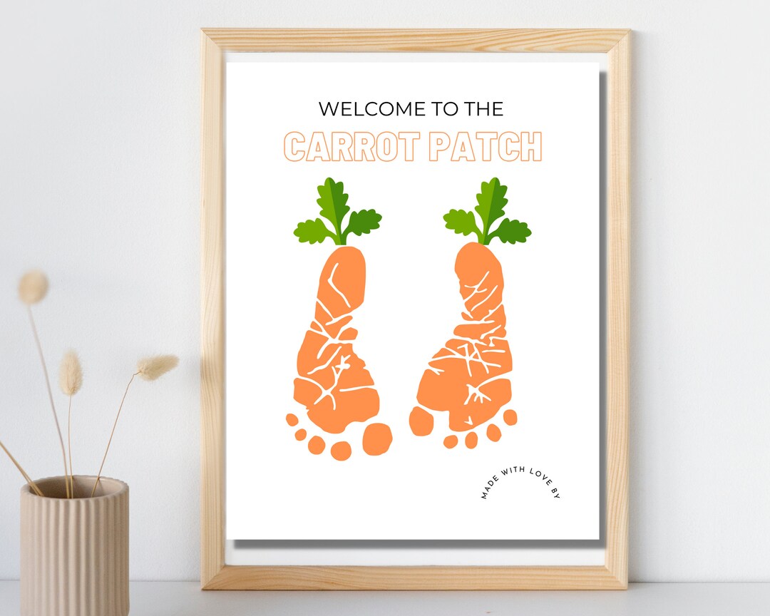 Easter Footprint Art, Carrot Patch, Printable, Digital Print, Baby ...
