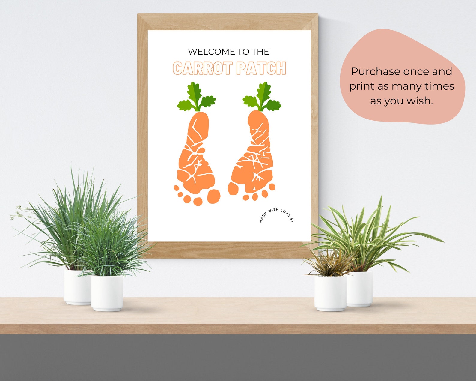 Easter Footprint Art, Carrot Patch, Printable, Digital Print, Baby ...