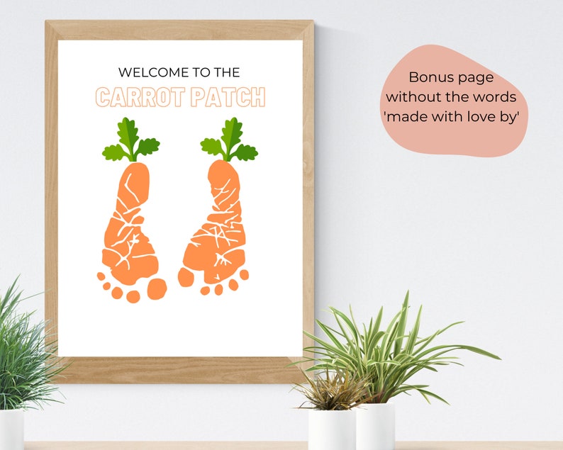 Easter Footprint Art, Carrot Patch, Printable, Digital Print, Baby Toddler Kid, Fun Kindergarten ...