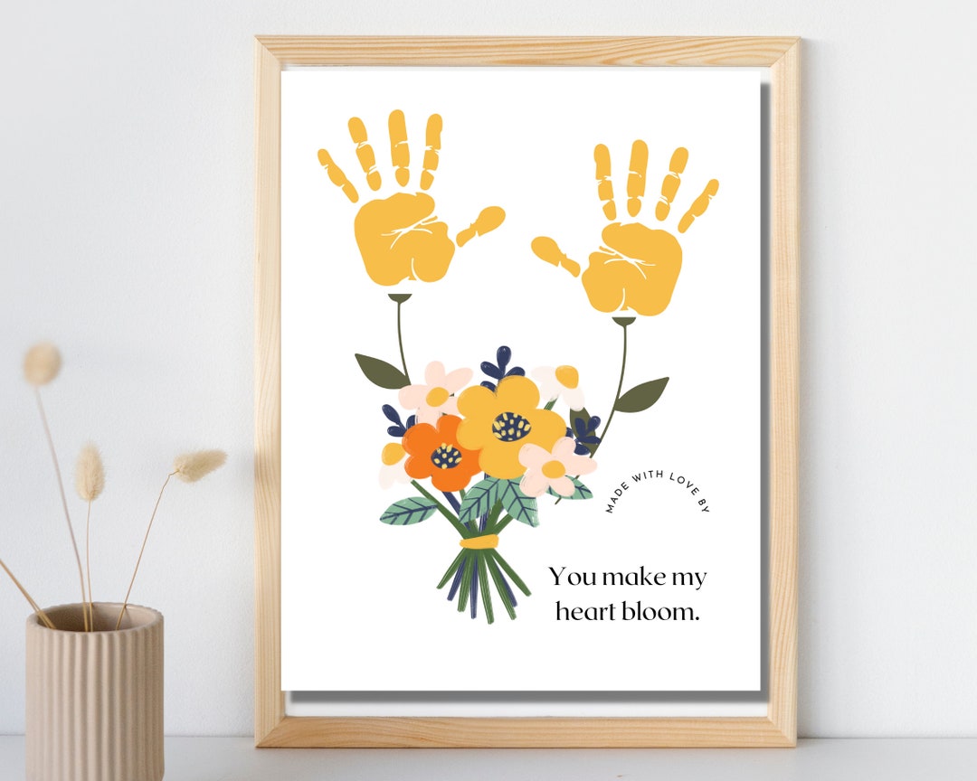 Flower Handprint Art, Printable Gift, Digital Print, Baby Toddler Kid ...