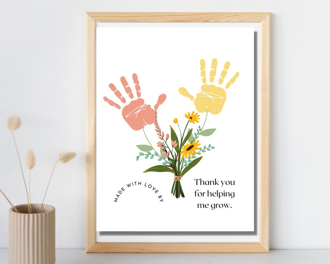 Flower Handprint Art, Printable Gift, Digital Print, Baby Toddler Kid ...