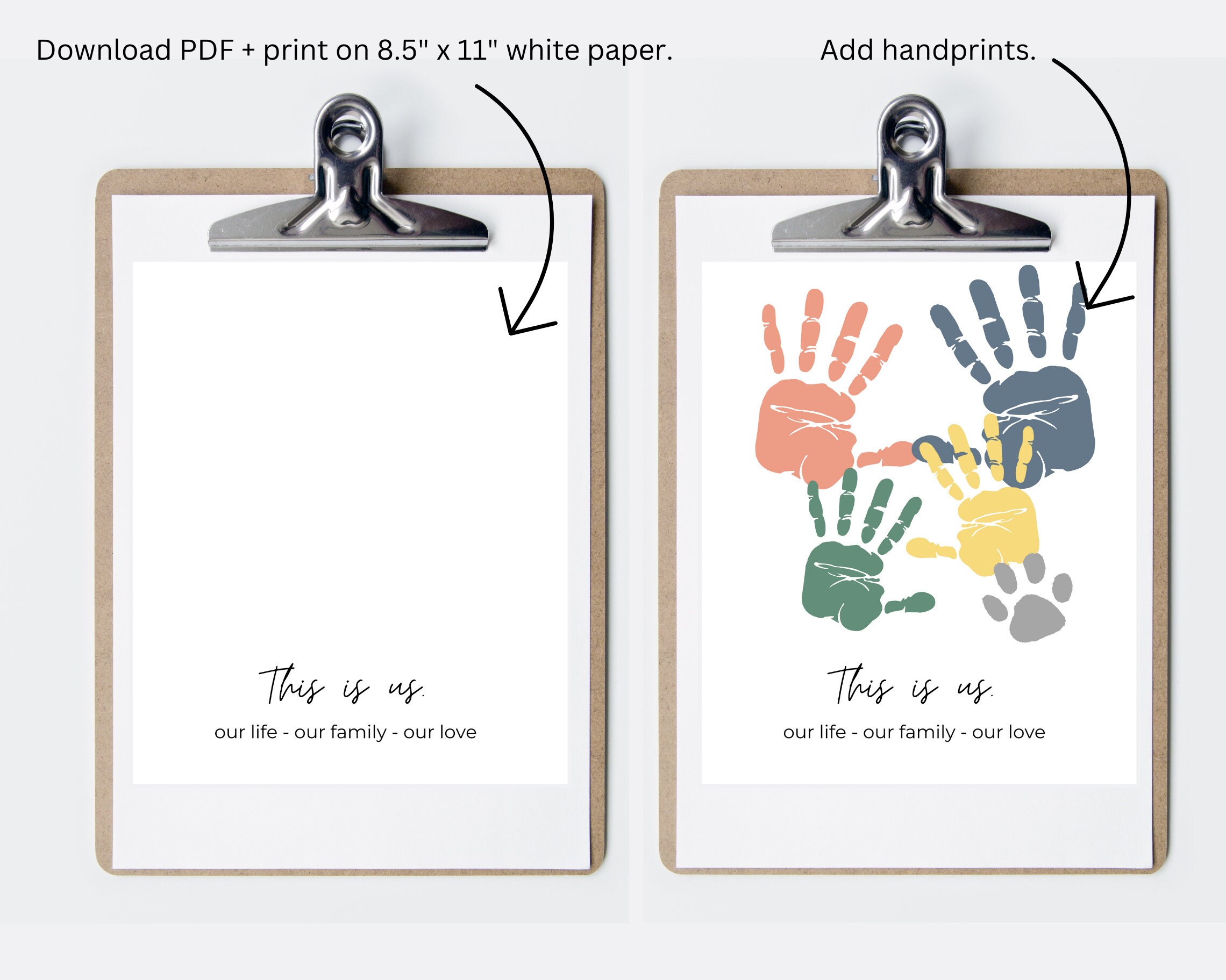 Family Handprint Art, Craft, Printable Decor Art, Digital Print, Family ...