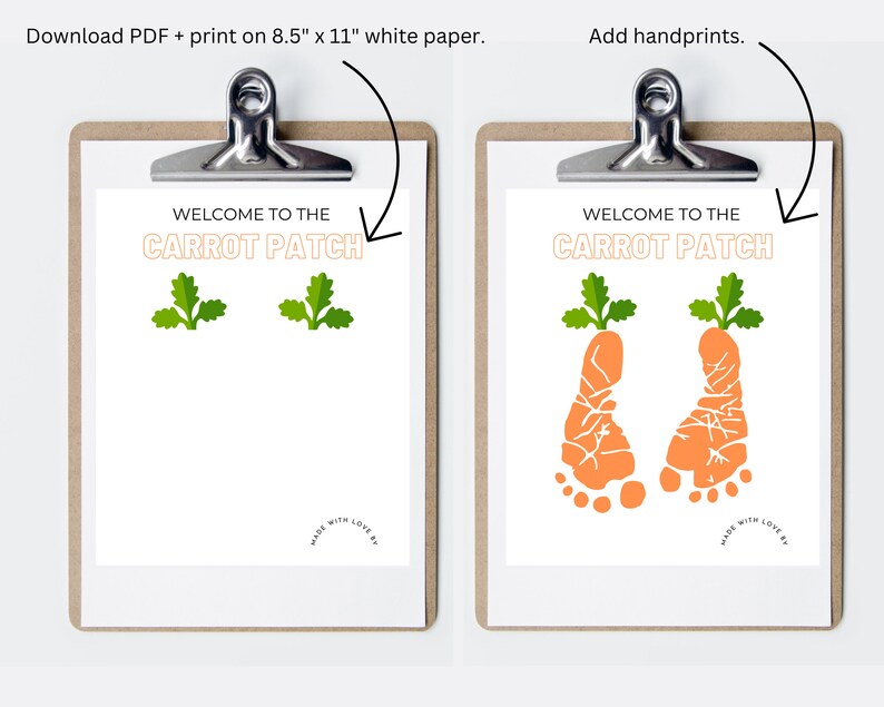 Easter Footprint Art, Carrot Patch, Printable, Digital Print, Baby Toddler Kid, Fun Kindergarten ...