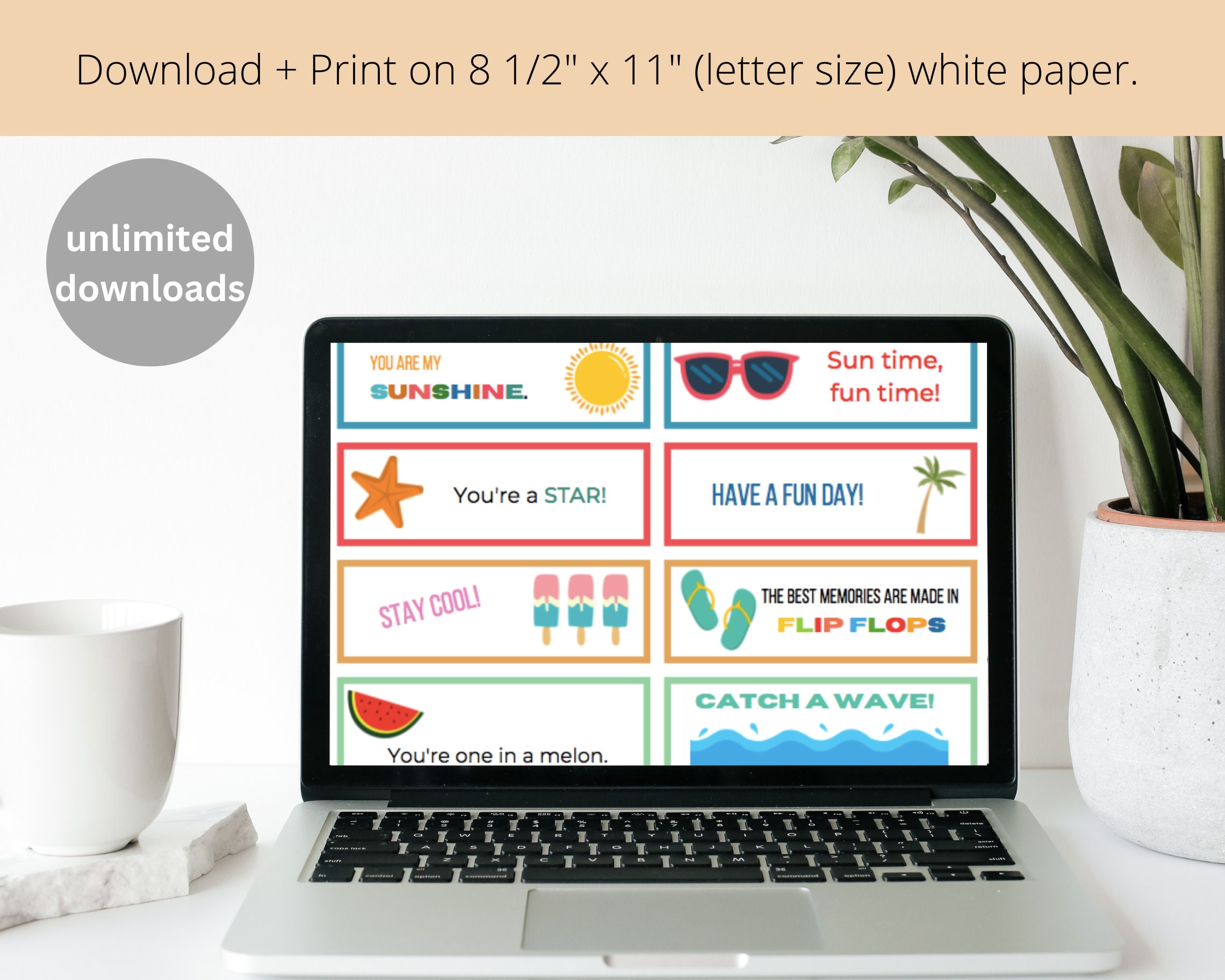 Summer Themed Lunch Notes for Kids, Printable Lunch Box Notes, Kindness ...