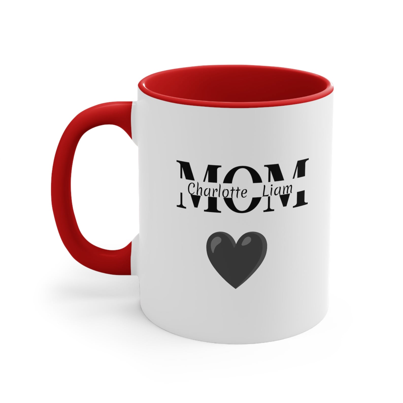 Personalized Mom Mug | Custom Name, Heart Design - Etsy