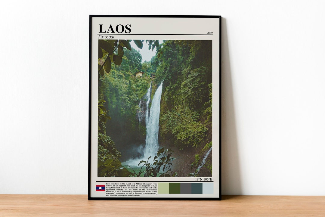 Laos Wall Art Oil Painting Print, Laos Poster, Laos Art Print, Travel ...