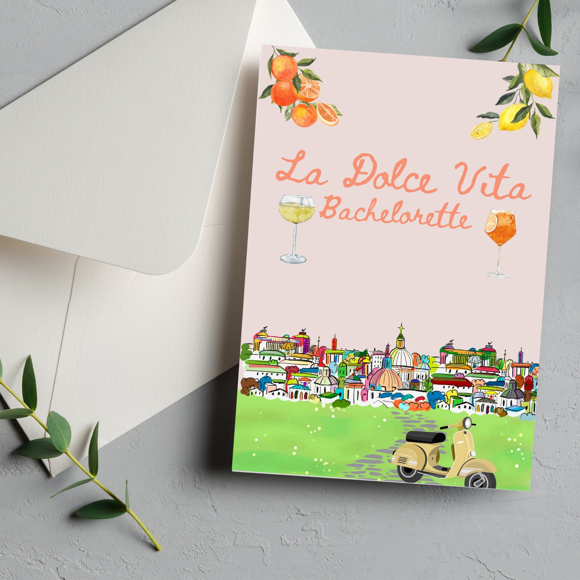 La Dolce Vita Bachelorette Party Card, Bachelorette Invite, Italian ...