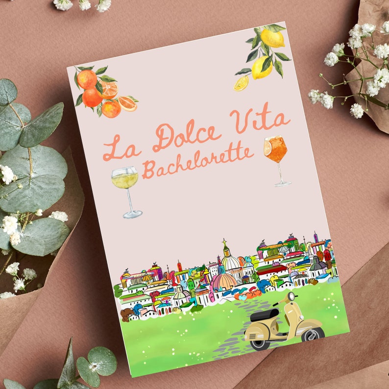 La Dolce Vita Bachelorette Party Card, Bachelorette Invite, Italian ...