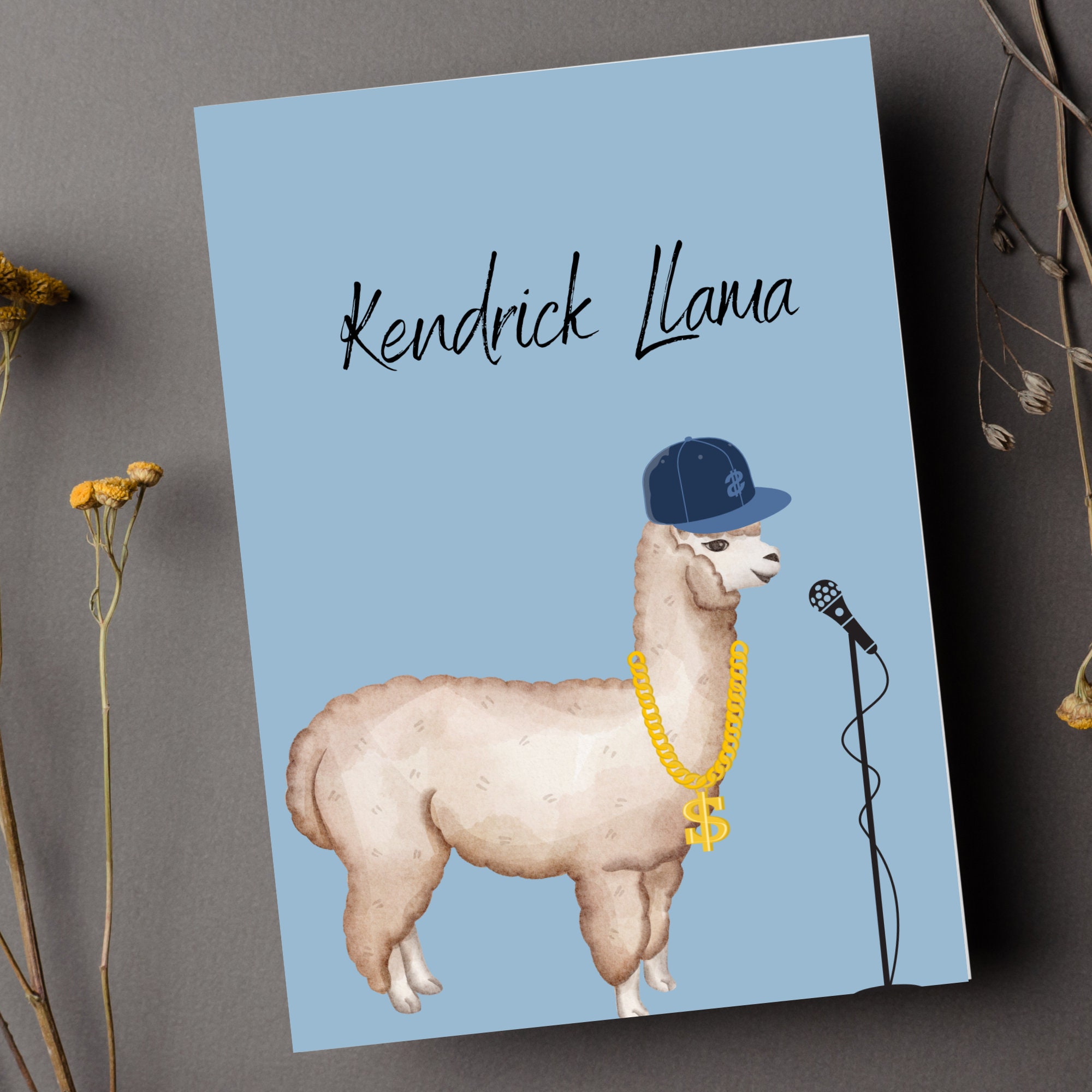 Llama Card, Music Fan, Punny Rapper Card, Rap Card, Hip Hop Card, Funny ...