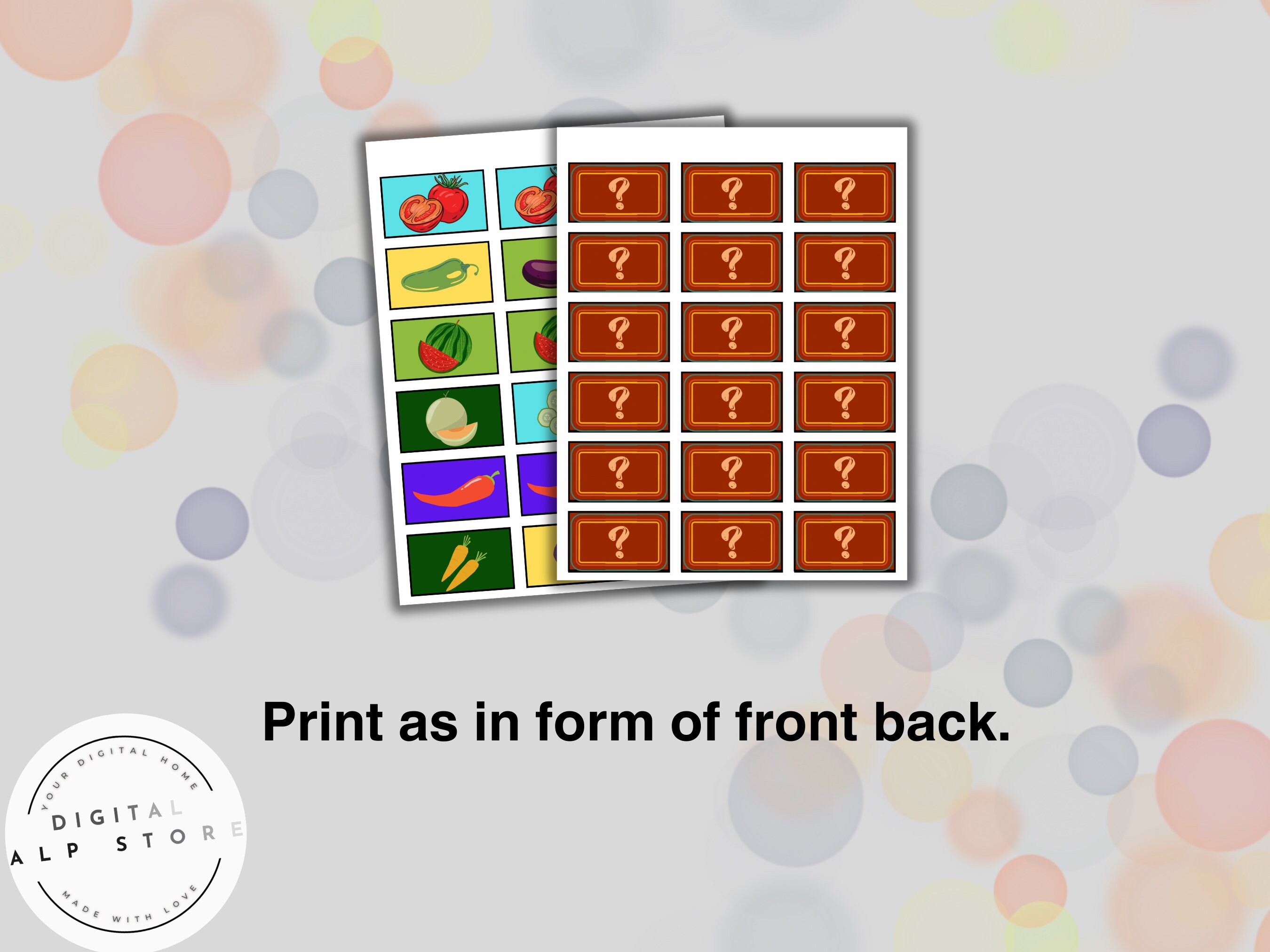 Matching Card Game for Kids Printable Flash Cards Printable Activities ...