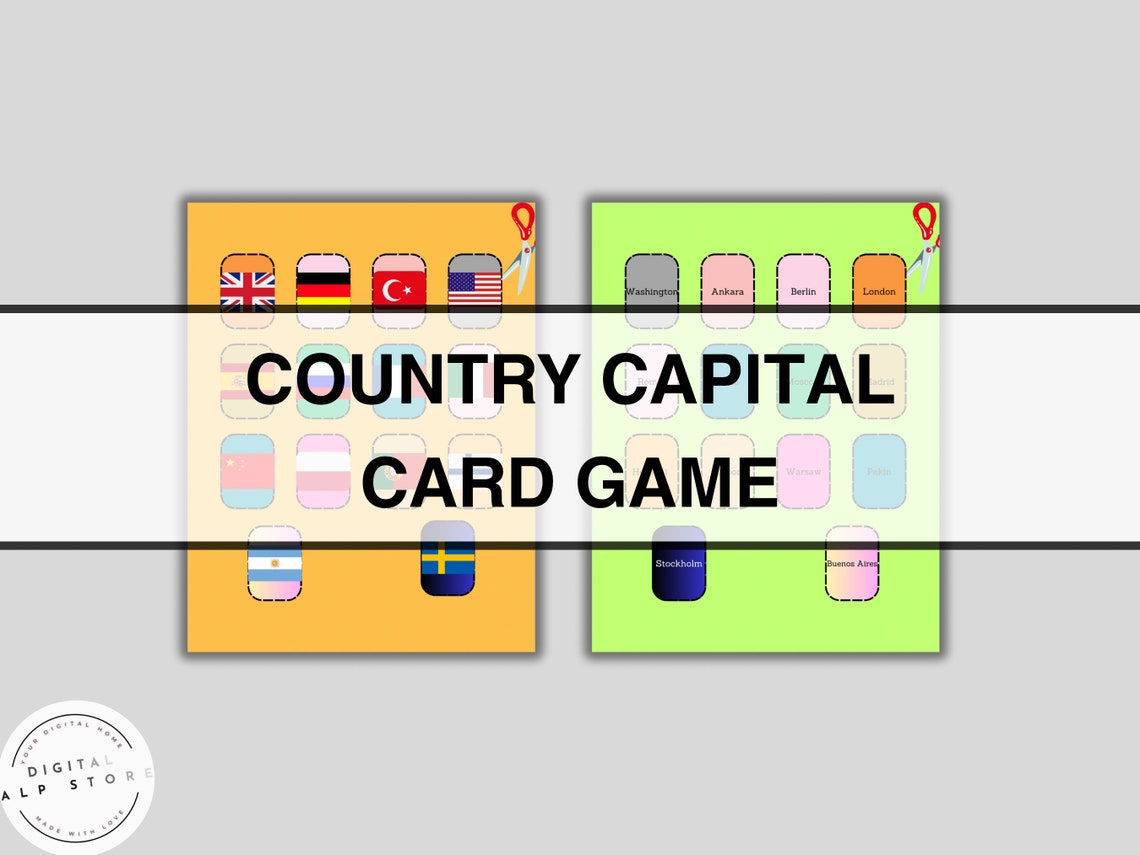Country Capital Card Game for Kids Flag Printable Flashcards - Etsy