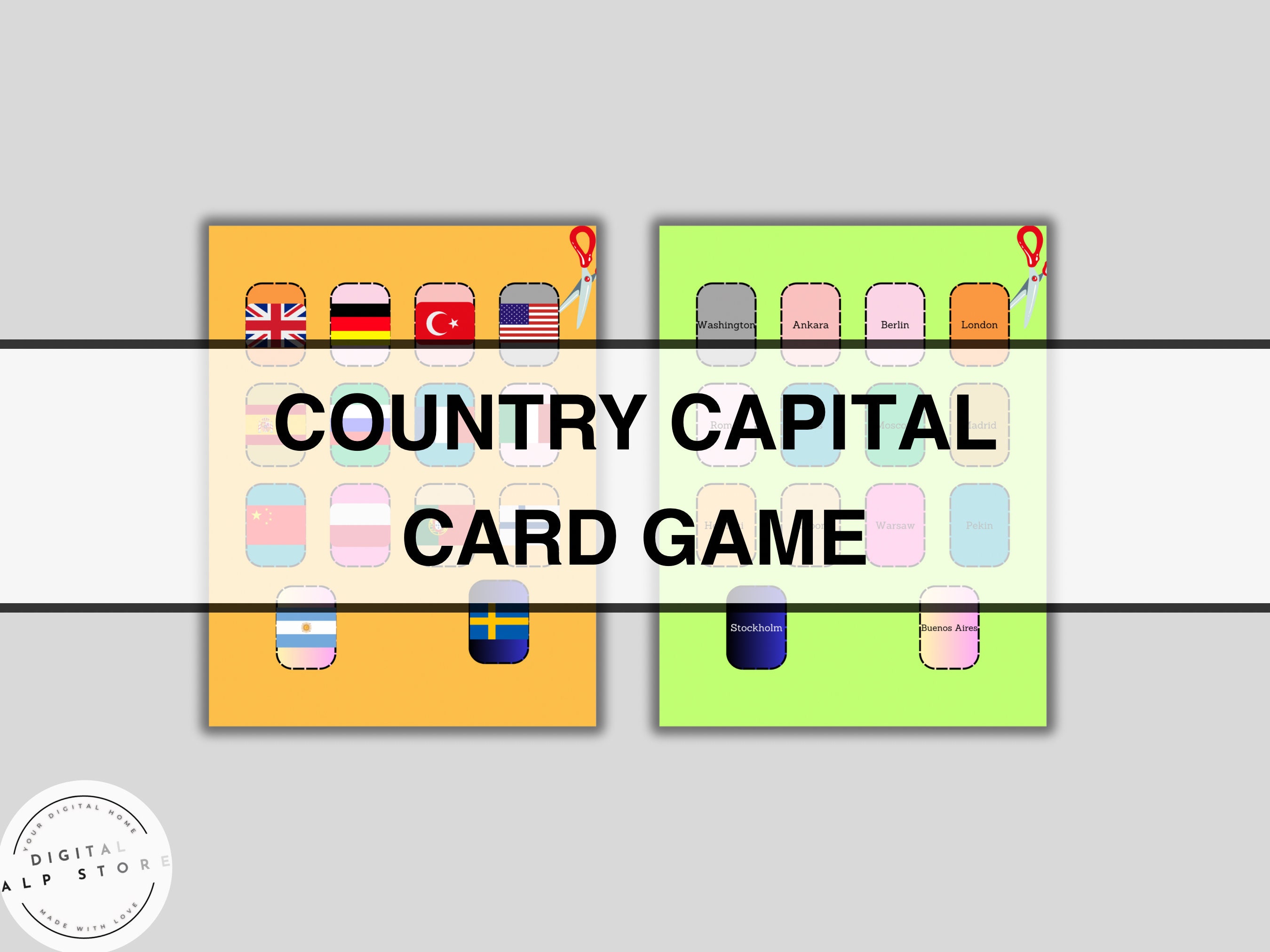 Country Capital Card Game for Kids Flag Printable Flashcards - Etsy