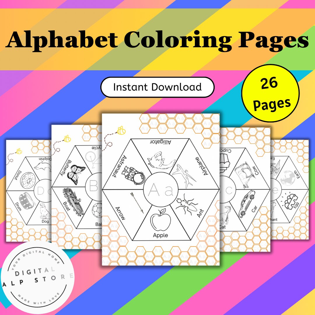 Alphabet Coloring Pages Printable Alphabet Coloring Pages - Etsy