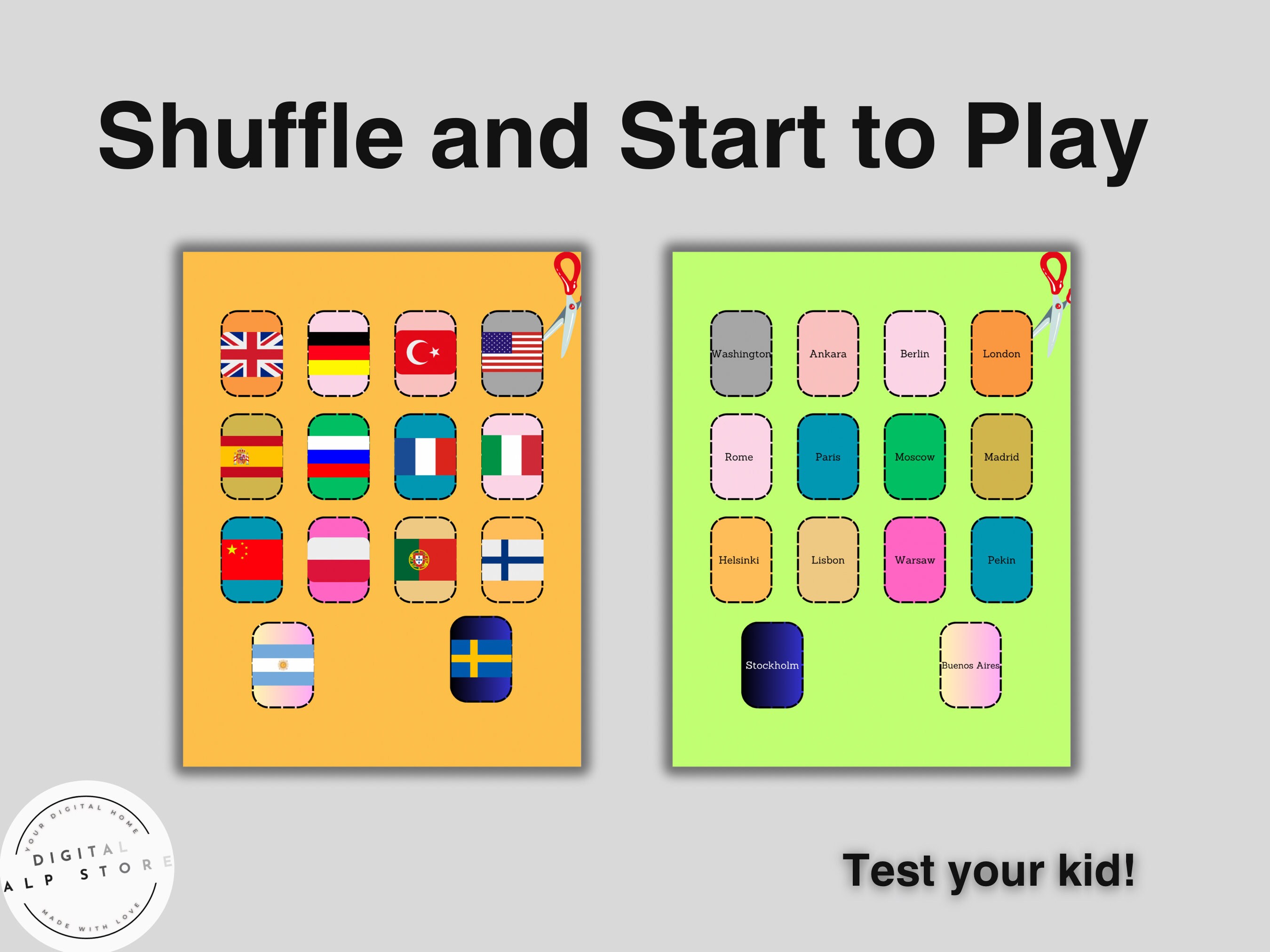 Country Capital Card Game for Kids Flag Printable Flashcards - Etsy