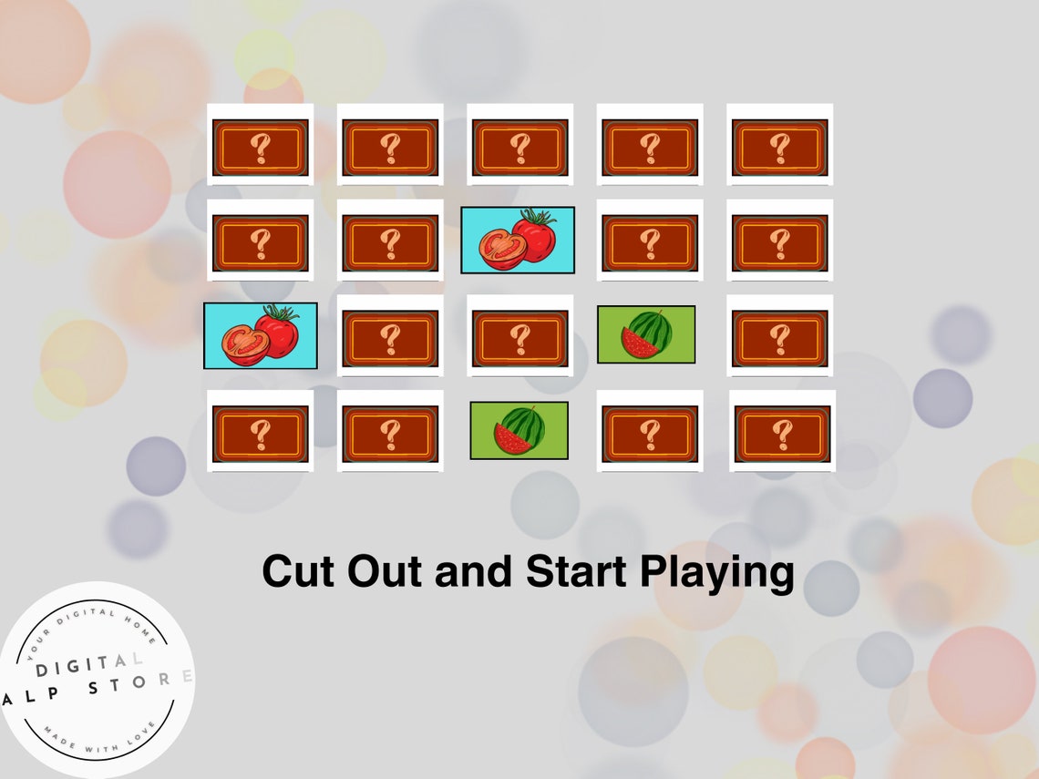 Matching Card Game for Kids Printable Flash Cards Printable Activities ...