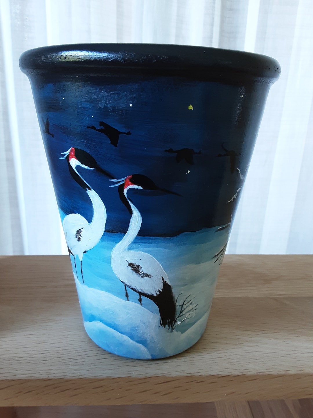 A Pair of Cranes on a Moonlight, Snowy, Frosty Night. - Etsy