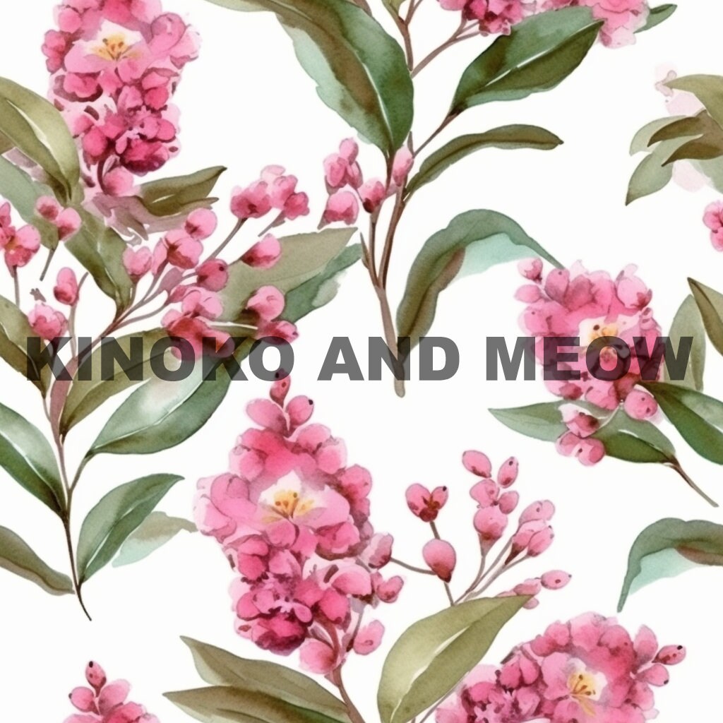 Watercolor Crape Myrtle Tree Digital Paper: Beautiful Seamless ...