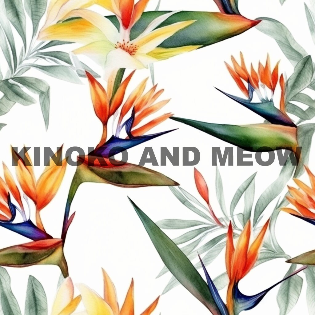 Watercolor Birds of Paradise Flowers Digital Paper: Beautiful Seamless ...