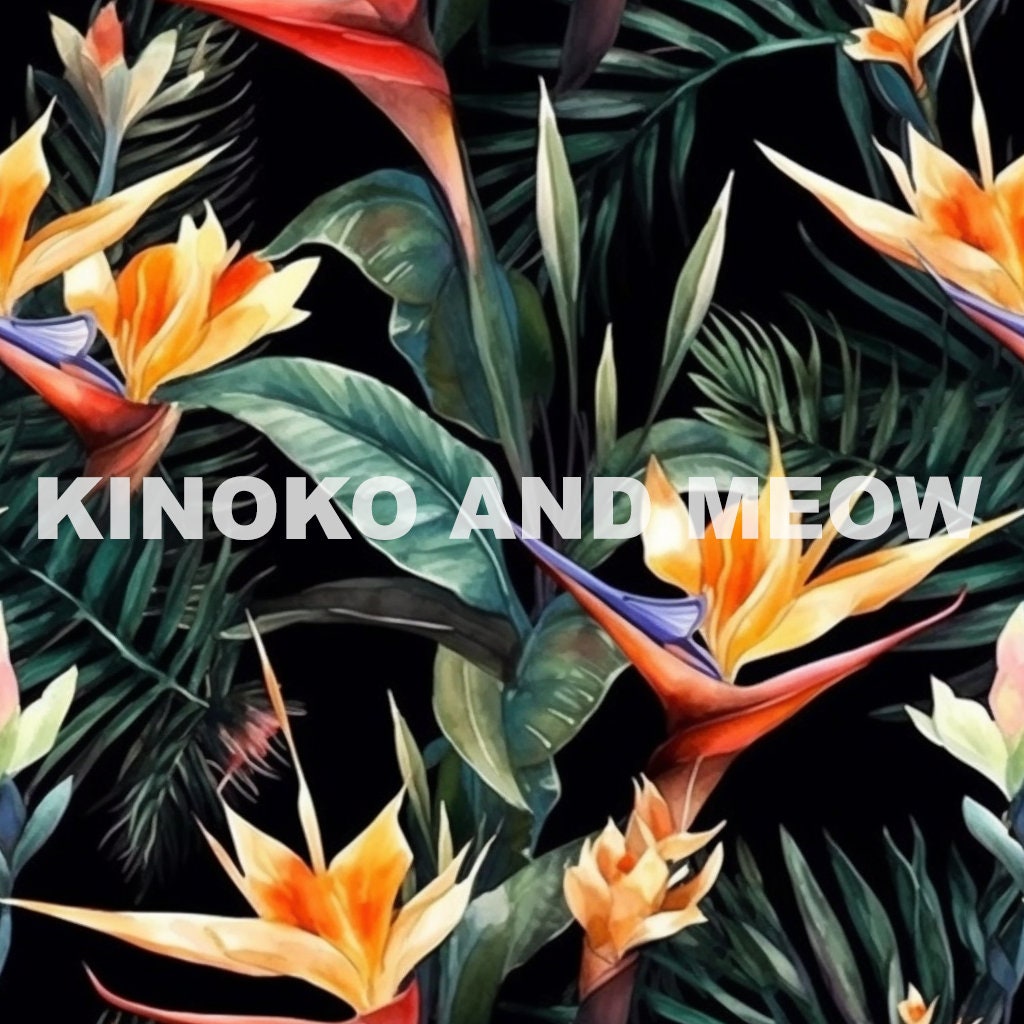 Watercolor Birds of Paradise Flowers Digital Paper: Beautiful Seamless ...