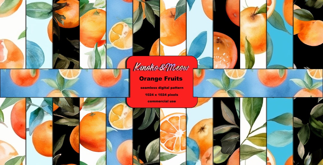 Watercolor Orange Fruits Digital Paper: Beautiful Seamless Backgrounds ...