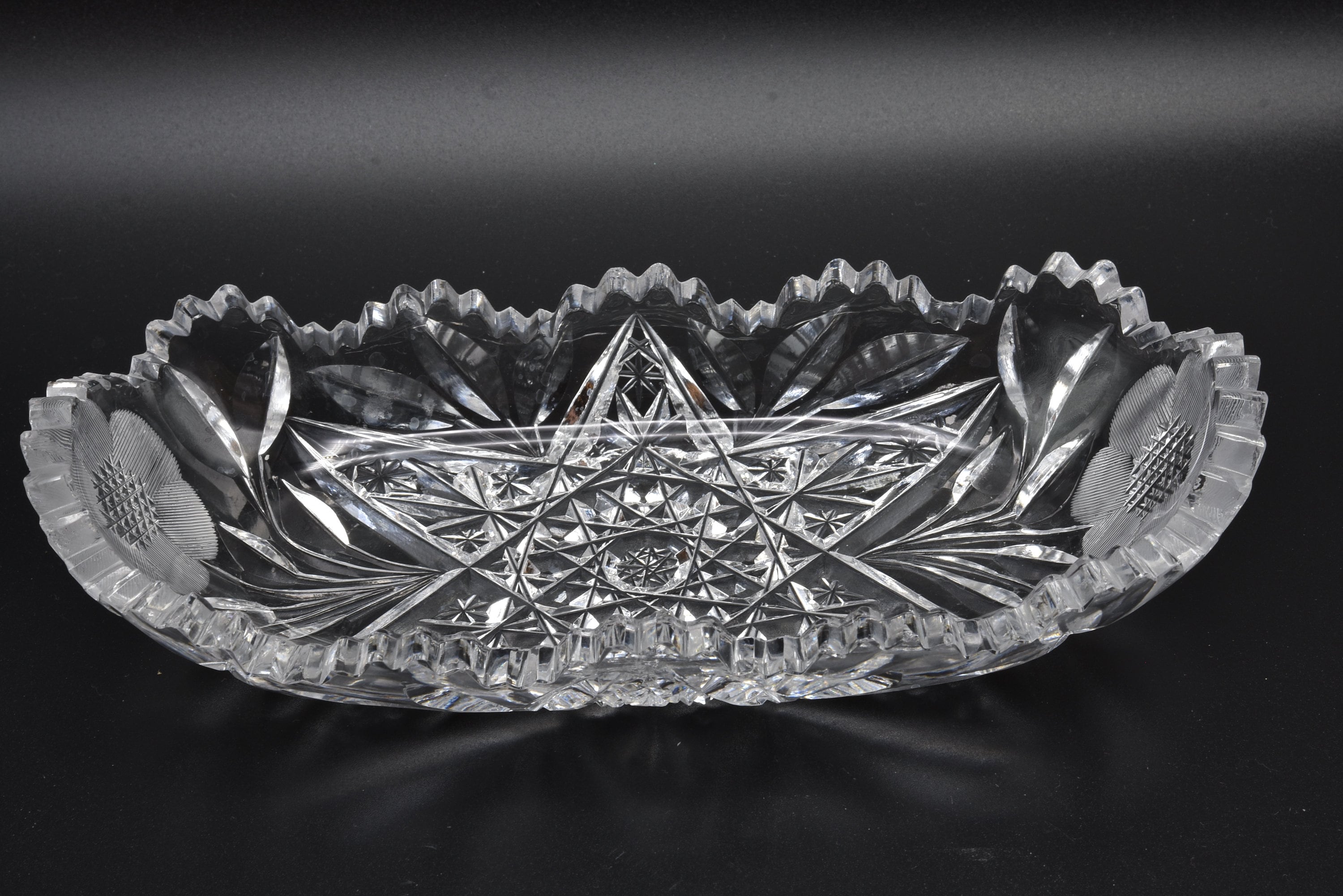 Small Antique Crystal Bowls With Daisies and Geometric Panels - Etsy
