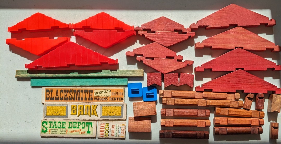 Lincoln Logs, Signs, Wood and Plastic Gables and Other Parts, No ...