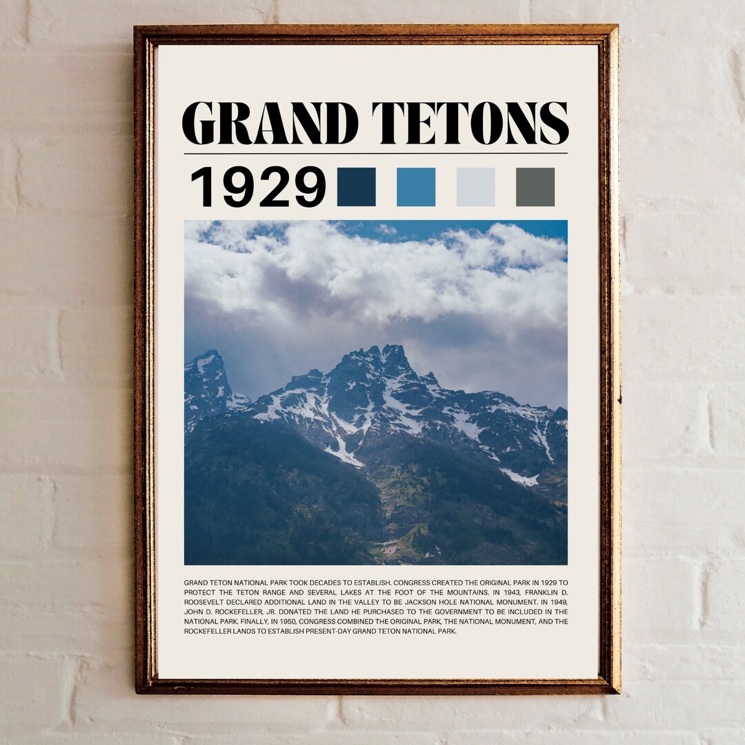 Grand Tetons Tourism Poster Wall Decor Digital Download 5 Sizes - Etsy