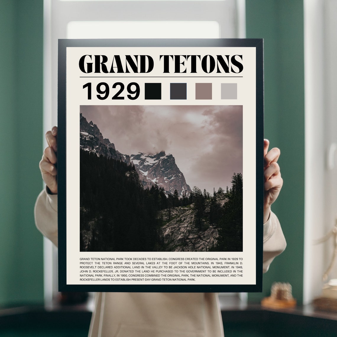 Grand Tetons Tourism Poster Wall Decor Digital Download 5 Sizes - Etsy