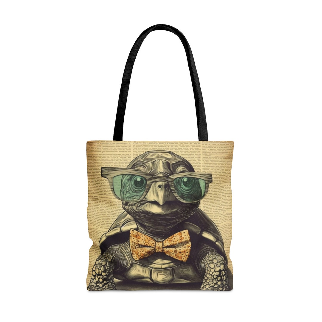 Tote Bag AOP Vintage Turtle With Glasses and Bow Tie - Etsy