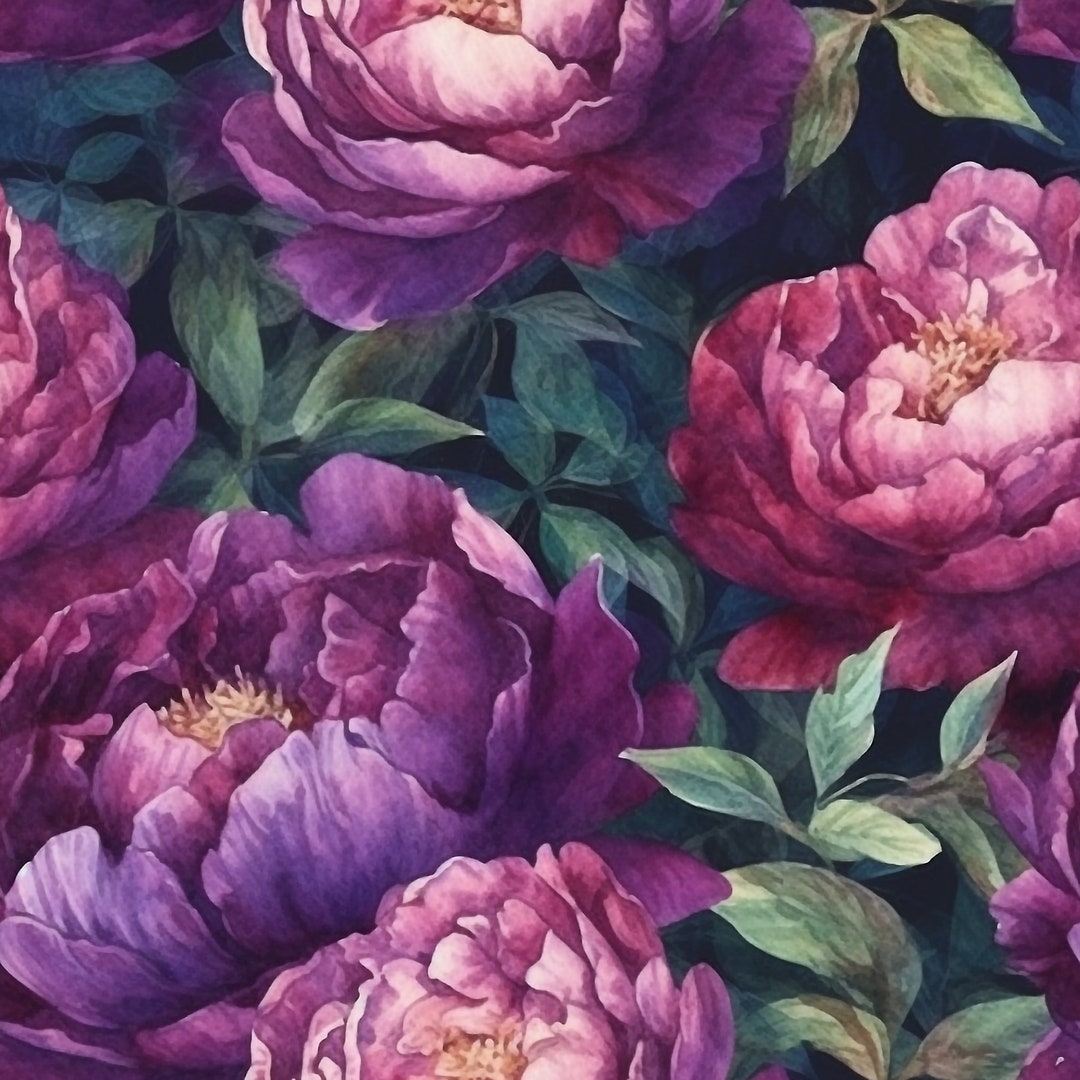 Peonies Shades of Purple Seamless Pattern Digital Print - Etsy