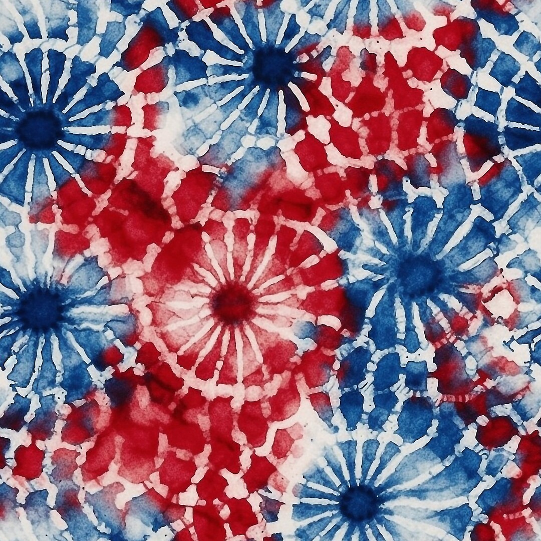 Tie Dye, Red White and Blue, Seamless Pattern, Digital Print, Instant ...