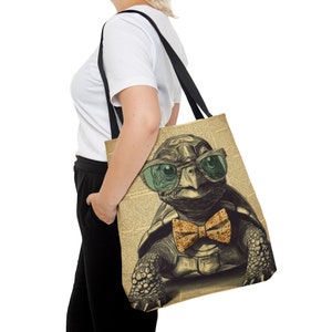 Tote Bag AOP Vintage Turtle With Glasses and Bow Tie - Etsy