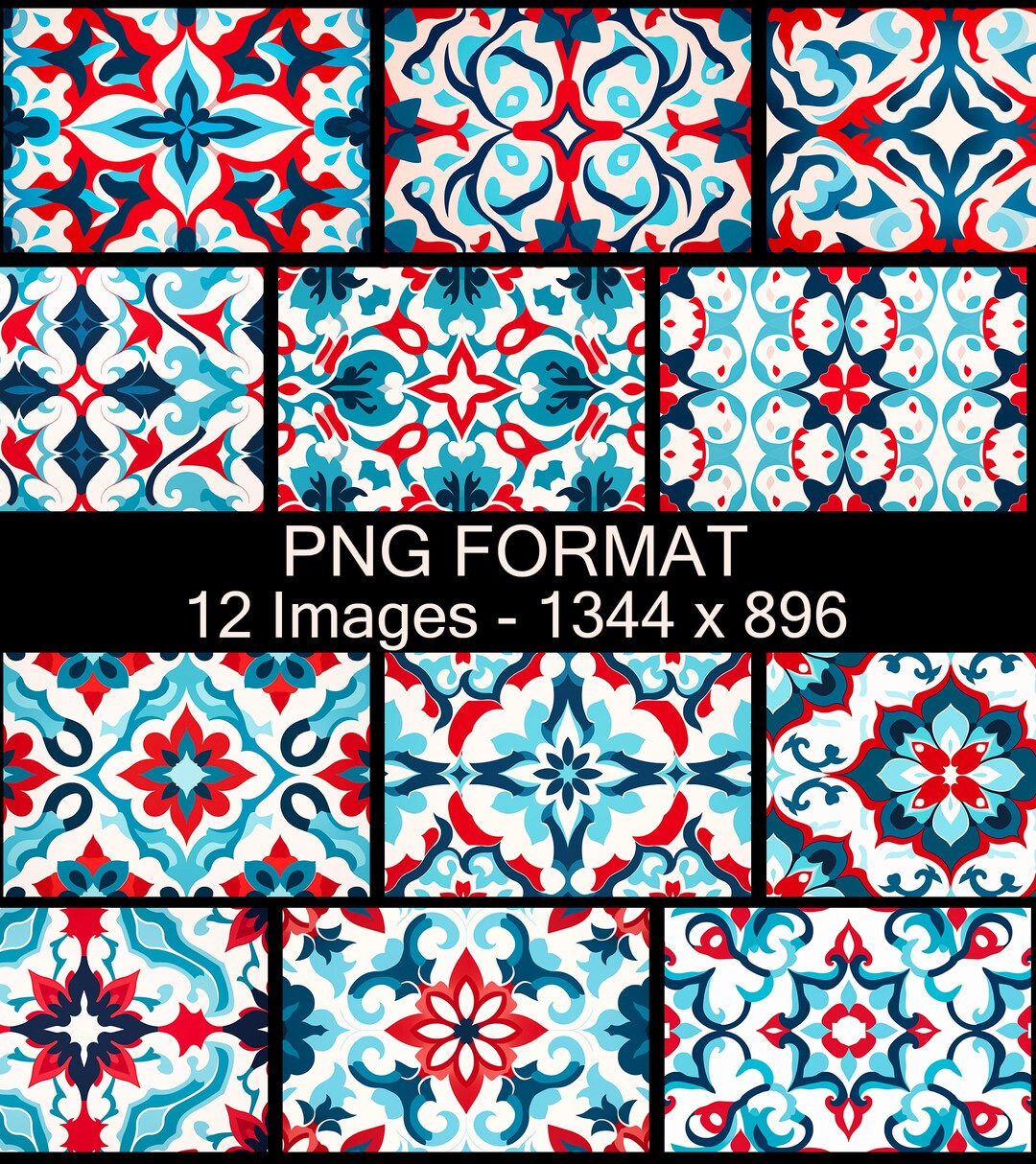 12 Pack Arabic Patterns | Zelig | Tile | Colorful - PNG Format - Etsy