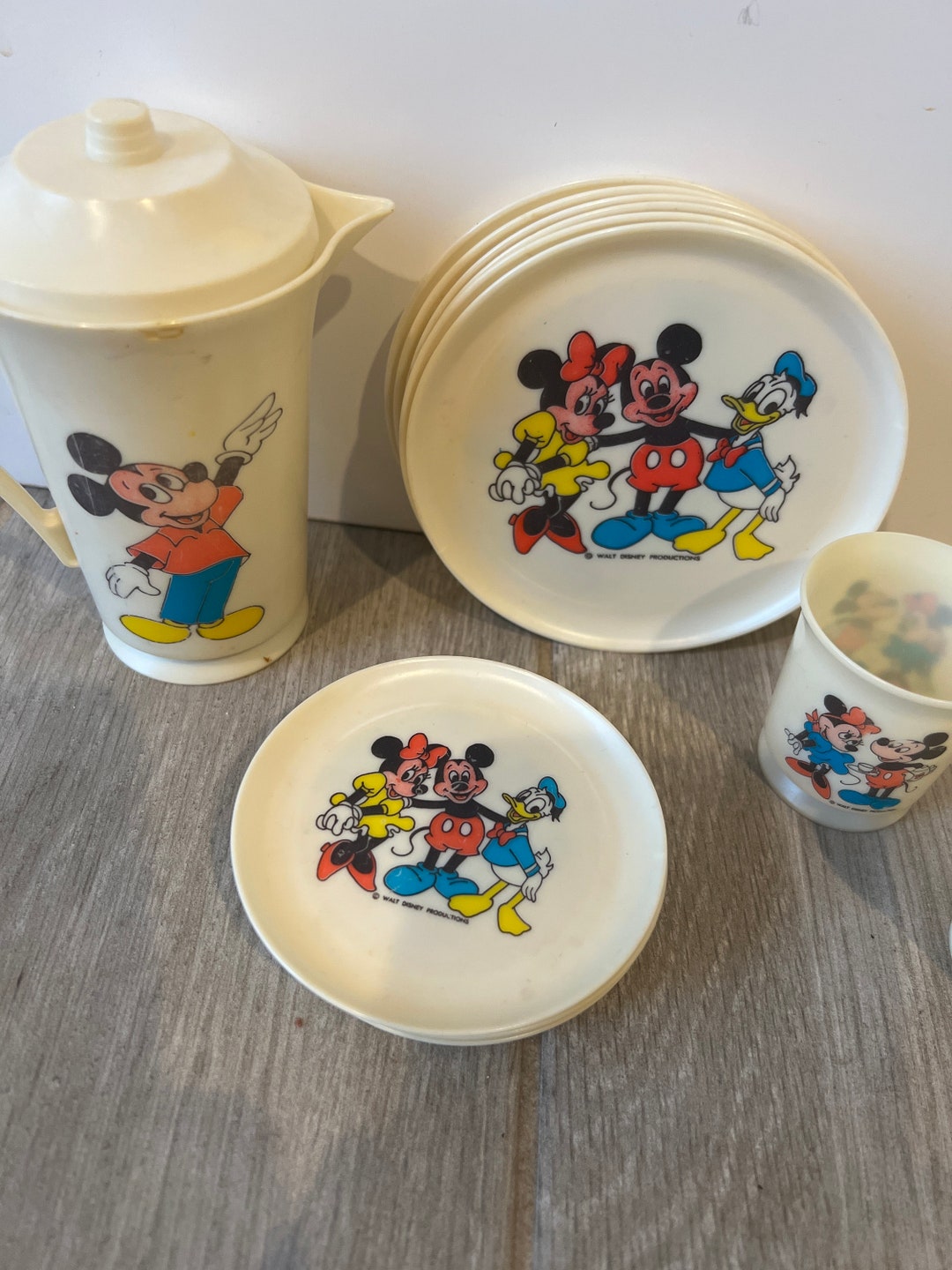Vintage Mickey Mouse Plastic Dish Set - Etsy