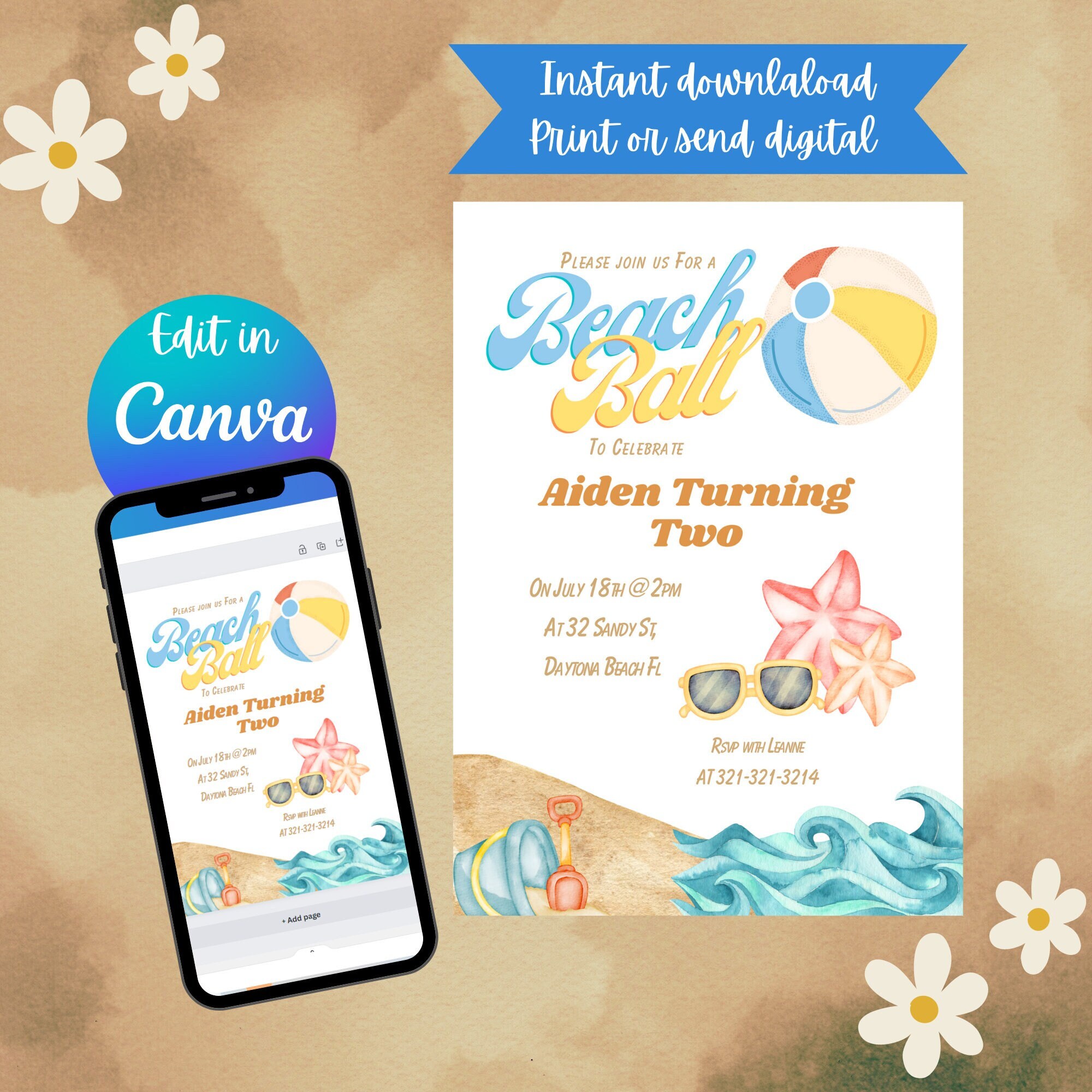 Beach Ball Invitation - Etsy