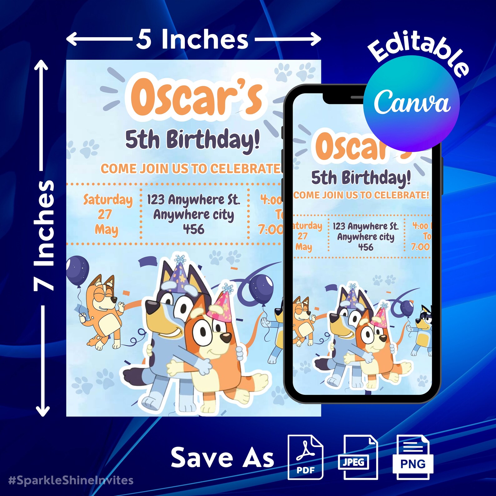 Bluey Birthday Invitation, Bluey Birthday Invitation Template, Editable ...