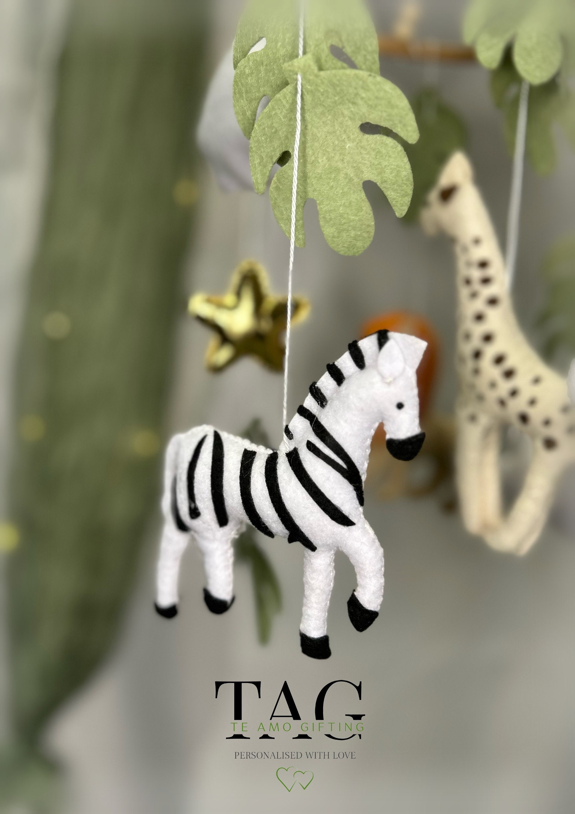 Felt Baby Mobile for Crib Safari Mobile Nursery Hanging Toy Handmade ...