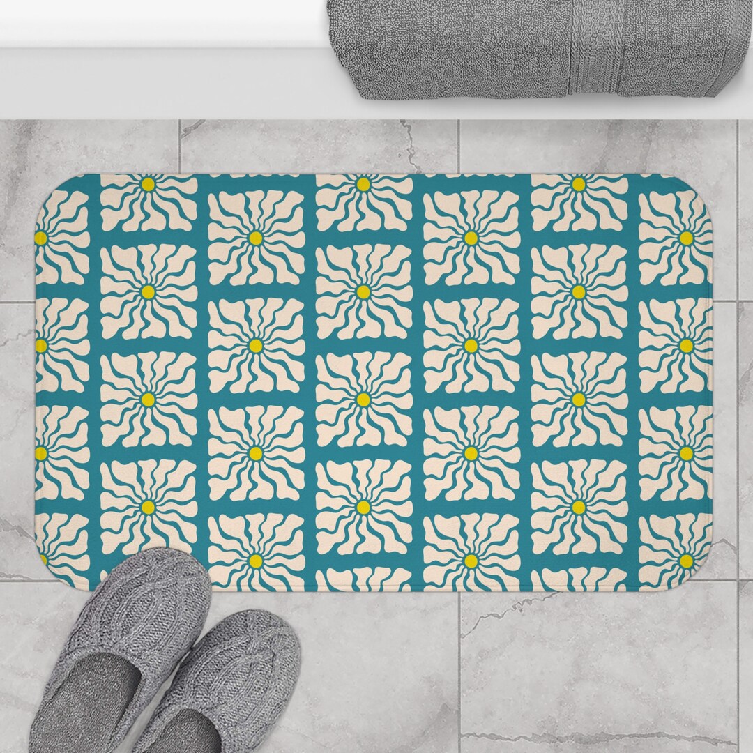 Daisy Bath Mat Retro Mid Century Modern Rug for Bathroom Home - Etsy
